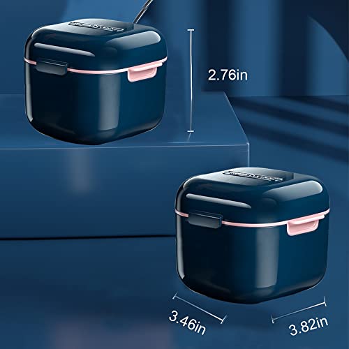 whoobell Denture Cup，Retainer Case,Cute Night Mouth Guard Box Holder, Storage Soak Container with Strainer basket for Travel Cleaning.(1 Pack,Blue)