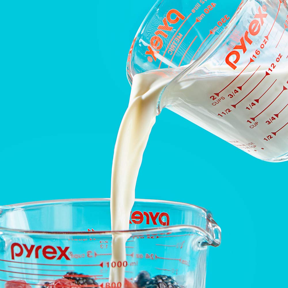 Pyrex Tempered Glass Liquid Measuring Cups Set, Includes 1-Cup, 2-Cup, 4-Cup, and 8-Cup, Dishwasher, Freezer, Microwave, and Preheated Oven Safe, Essential Kitchen Tools, 4 Piece