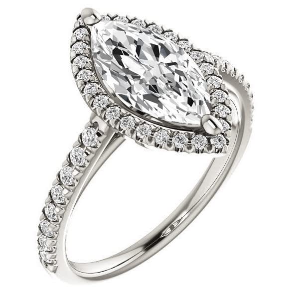 Mois 3 CT Marquise Cut Colorless Moissanite Engagement Ring Wedding/Bridal Ring Set, Diamond Ring, Anniversary Solitaire Halo Accented Promise Vintage Antique Gold Silver Ring Perfact for Gift (7)