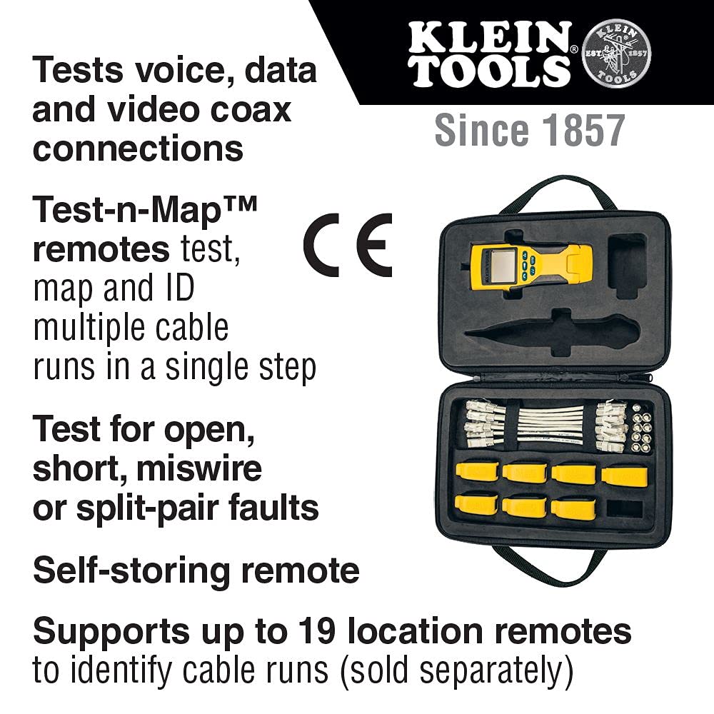 Klein Tools VDV501-824 Network Cable Tester, VDV Scout Pro 2 Tester and Test-n-Map Remote Kit, Tests Voice, Data and Video Coax Connections