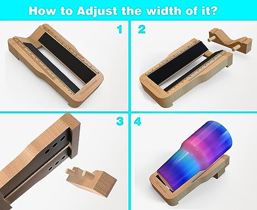 WHITEMOON Cup Cradle for Tumbler. Wooden vinyl paper decal holder with height adjustment for measuring size, for attaching vinyl decals to cups, bottles and mugs.