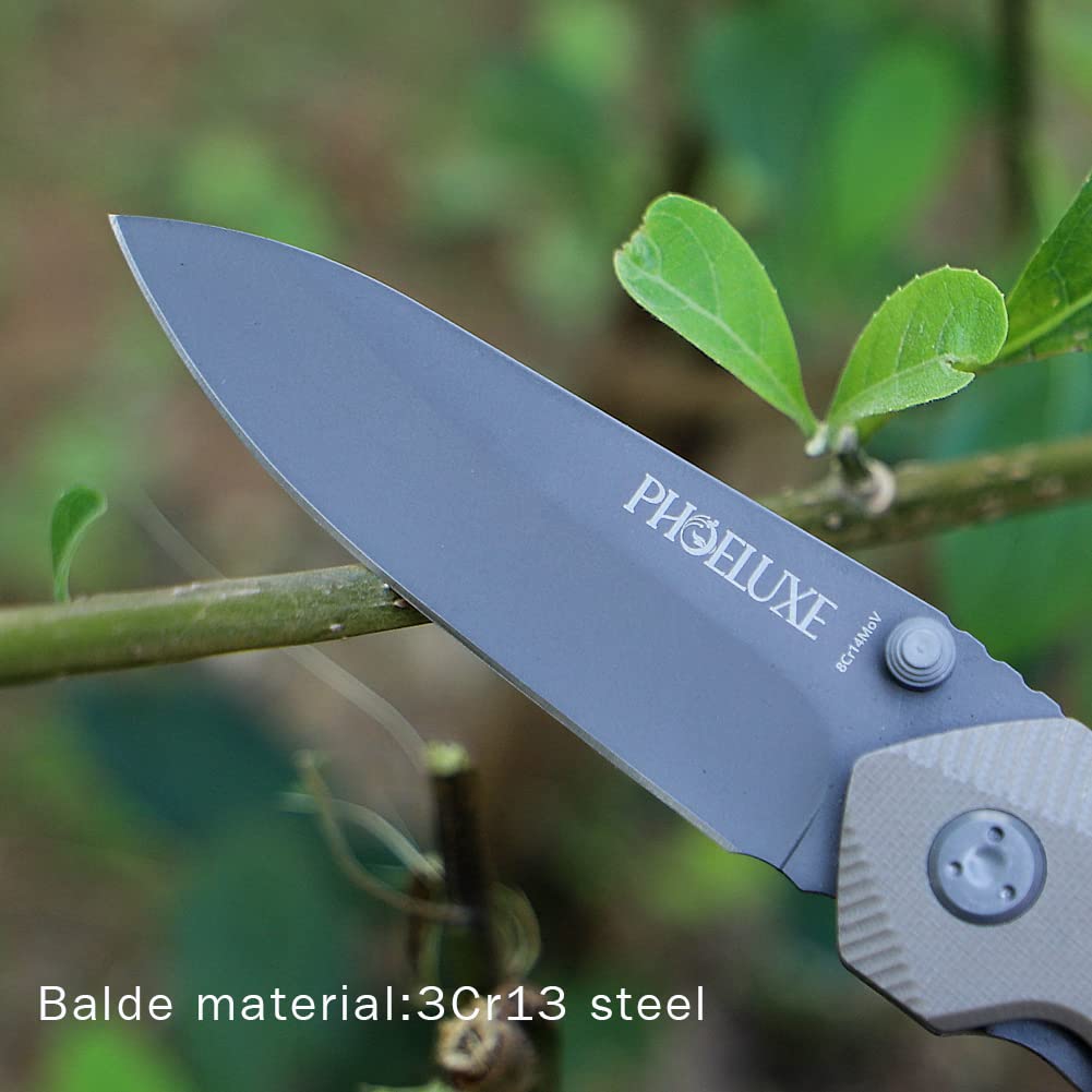 PHOELUXE Pocket Folding Knife –EDC Knife,Tactical Knife,Hunting Knife. Primrose Yellow G10 Handle 8Cr14Mov Blade. Thumb stud Assisted Opening Knifes with Liner Lock and Pocket Clip. Good for Hiking,Indoor,Camping and Outdoor Activities