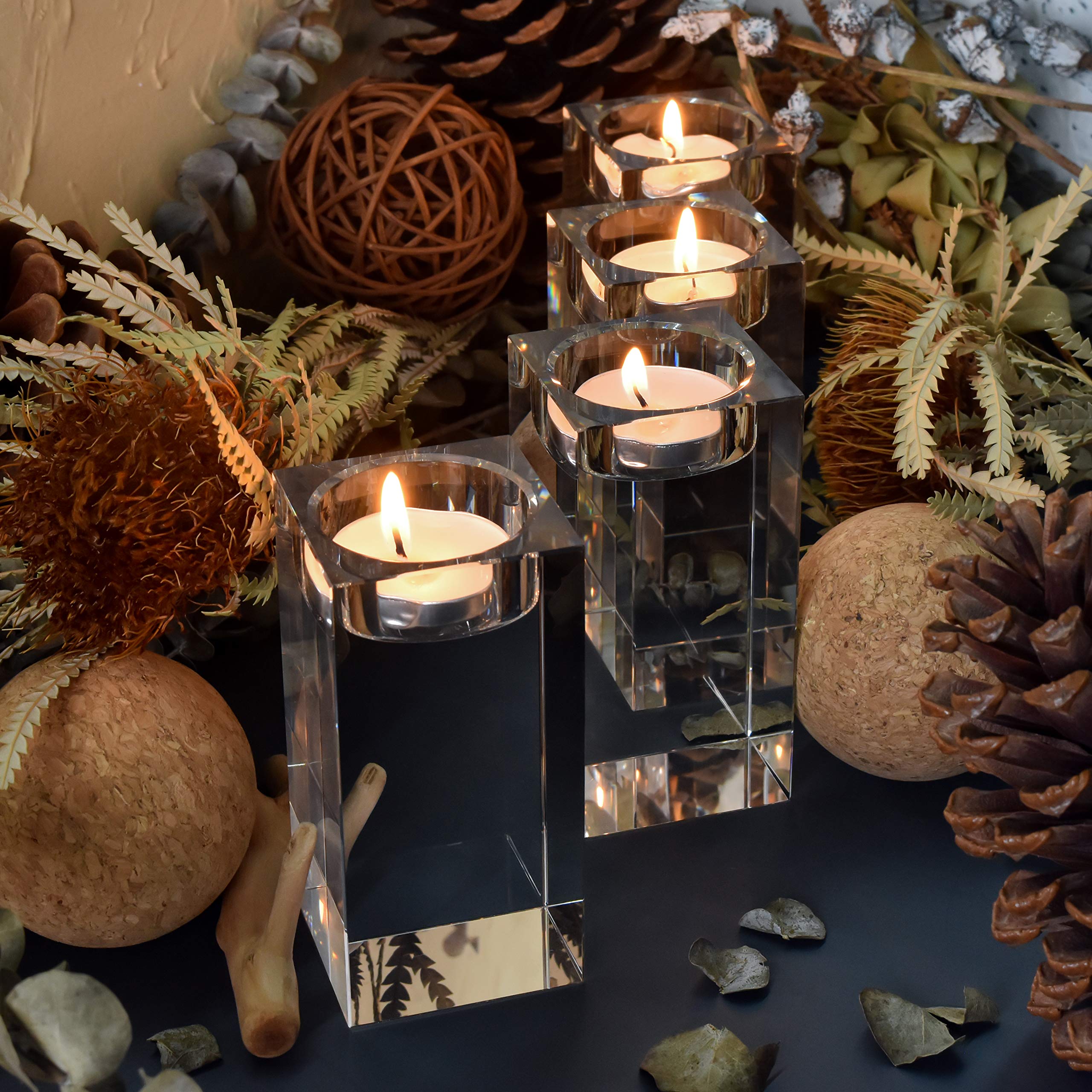 Le Sens Amazing Home Large Crystal Candle Holders Set of 4, 3.9 inches Height
