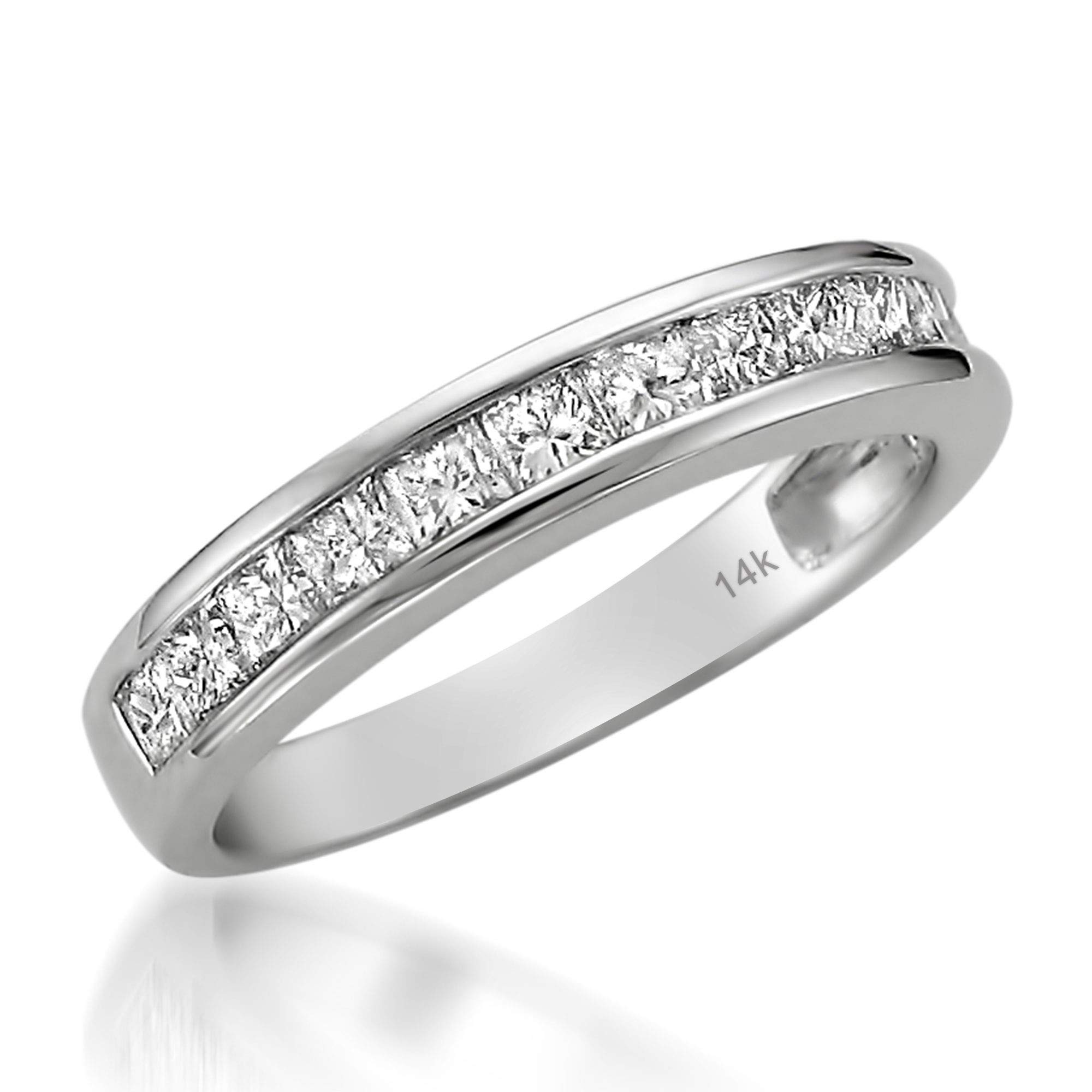 La4ve Diamonds Beyond Brilliance 1.00 Carat Channel Set Princess Cut Diamond Wedding Band Ring in 14K White Gold (I-J, I2-I3)