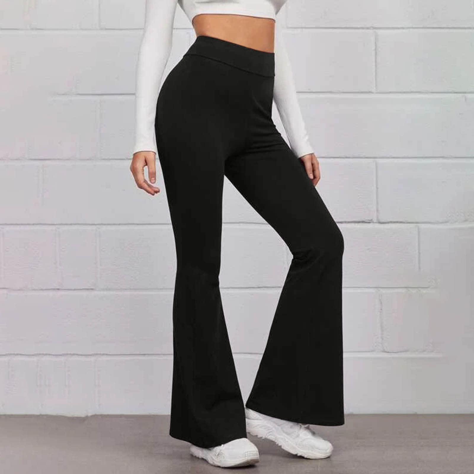No Boundaries Yoga Pants Plus Size Women's Casual Summer Solid Elastic High Waist Slim Pant Yoga Stretch Pencil Pants Black