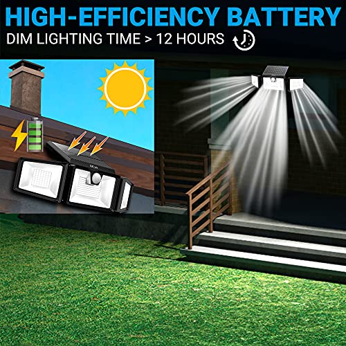KOLYES Solar Lights Outdoor - 2 Pack, 214 LED 2200LM Ultra Bright Wireless Solar Motion Sensor Lights Outdoor with 3 Modes, Adjustable & Wide Lighting Area, IP65 Waterproof Durable LED Flood Lights