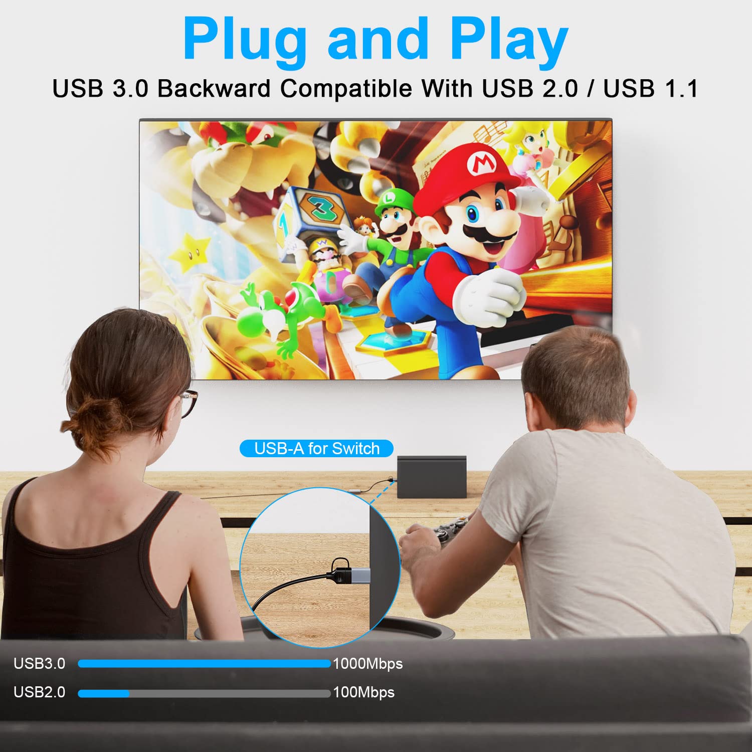 USB to Ethernet Adapter,2 in 1 USB C to Ethernet Adapter,10/100/1000 Gigabit Ethernet Adapter for MacBook Pro/Air,Surface Pro,Notebook Laptop UC164,Galaxy S21/S20