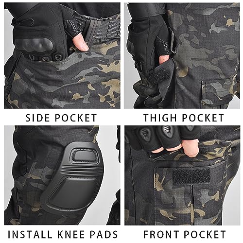 Men Combat Airsoft Tactical Military Army Trousers CP Hiking Camo1 Multi-Pocket Pants Ruin Gray XL