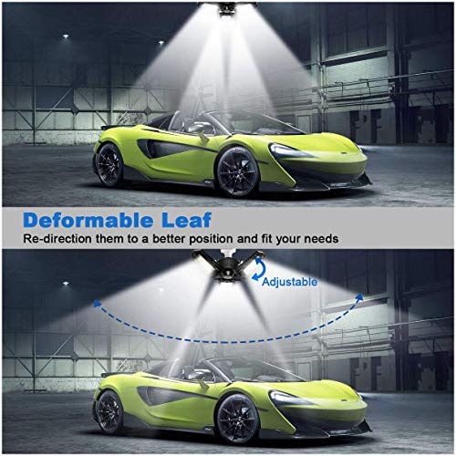 LED Garage Light, 60W Collapsable Garage Ceiling Lights 6000 Lumens, CRI 80 Shop Light for Garage, Tribright Mining Lamps with 3 Adjustable Panels, LED Light Bulbs for Basement Warehouse Etc.(1 Pack)