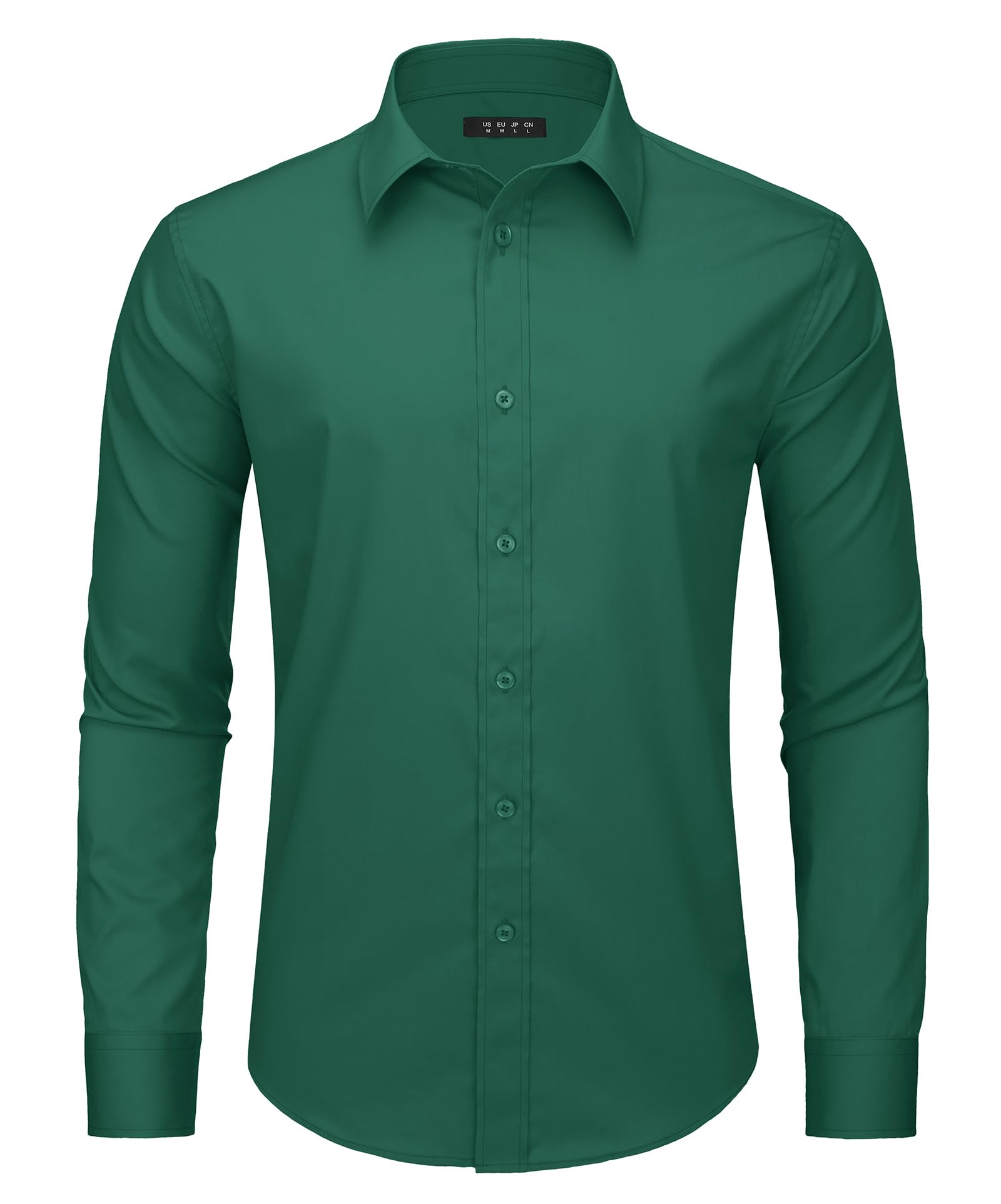 MAGCOMSEN Mens Dress Shirts Long Sleeve Button Down Shirt Lightweight Formal Shirts Business Casual Shirt Green,XL