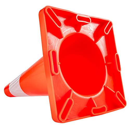 VEVOR 12Pack 18" Traffic Cones, Safety Road Parking Cones PVC Base, Orange Traffic Cone with Reflective Collars, Hazard Construction Cones for Home Traffic Parking