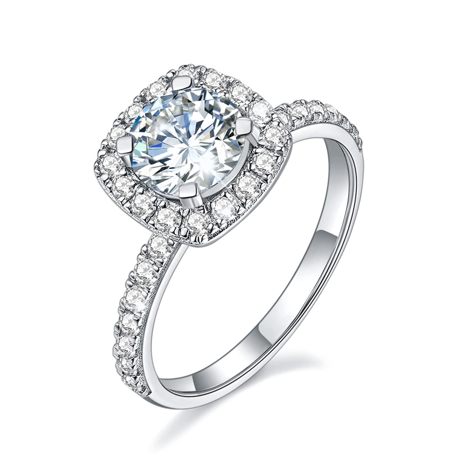 Moissanite Engagement Ring for Women Promise Ring for her Diamond Ring Wedding Ring 925 Sterling Silver Ring with 14K White Gold Plated 4