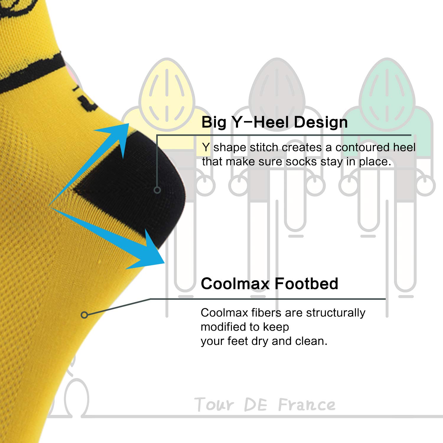 LIN 7 Pack Cycling Socks CoolMax Ankle Bike Socks Cool Funny Bicycle Socks Men and Women (L(10-13), Mixed)