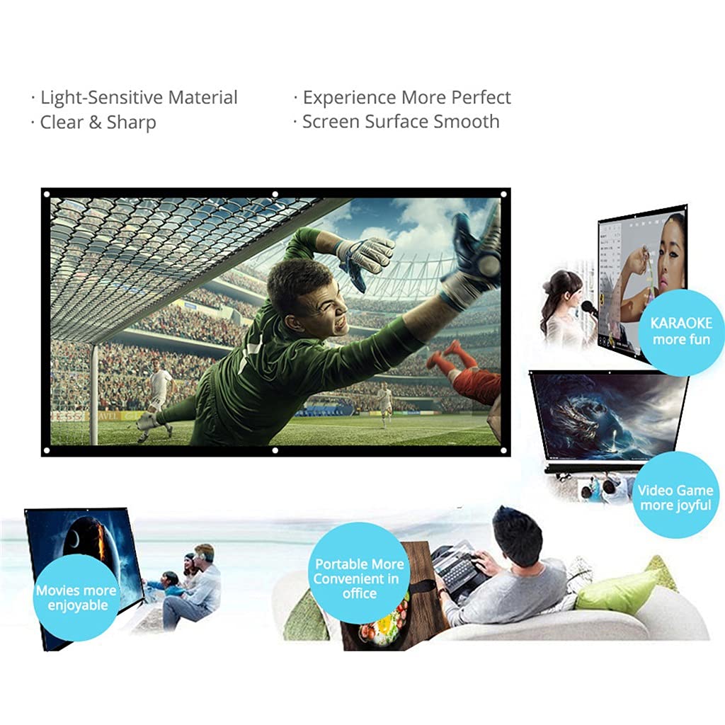 KXDTZ 16:9 Full Projector Screen Home Cinema 60/72/100/150 Inch Indoor Outdoor Foldable Video Projection Screen Projector (Size : 150 inch)