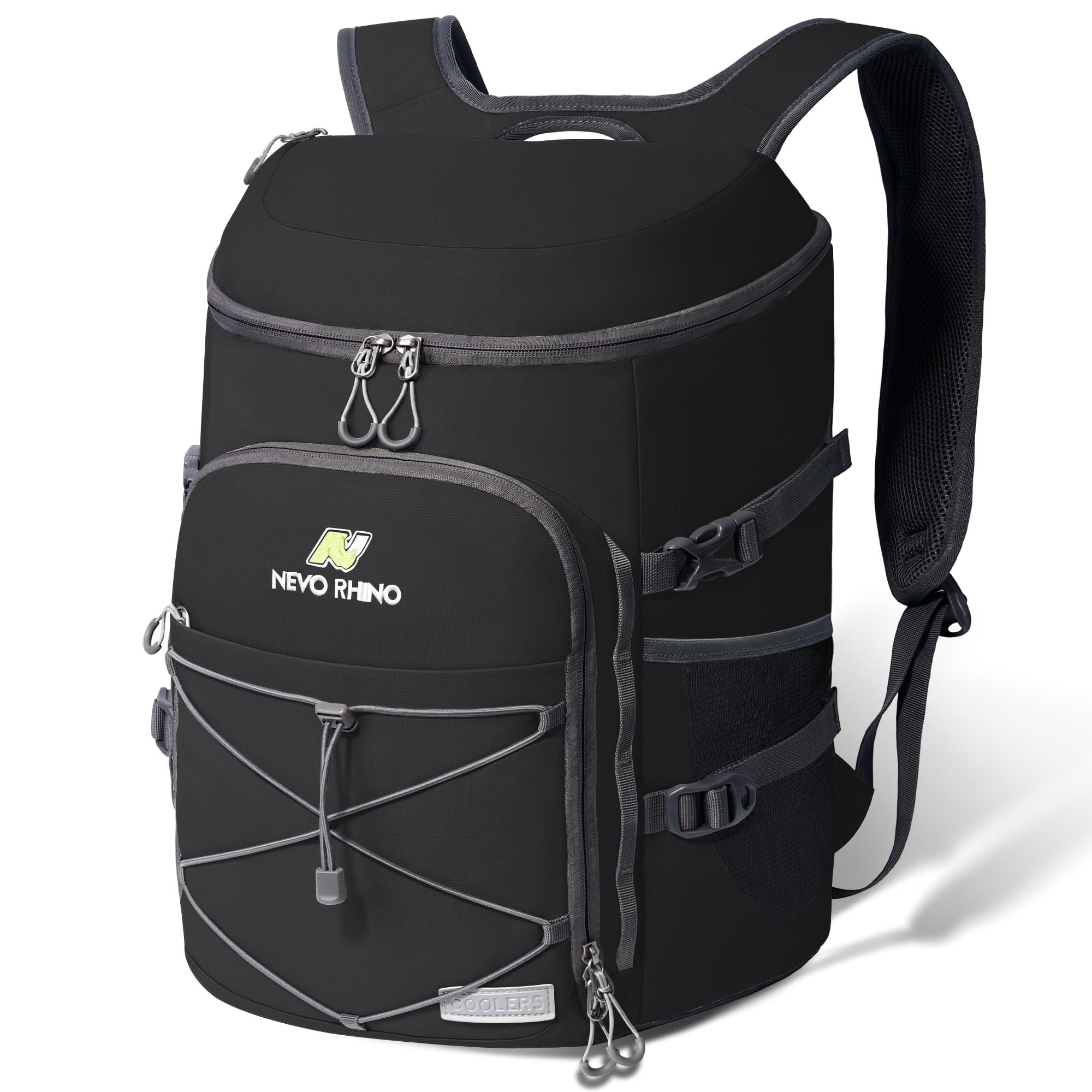 N NEVO RHINO Backpack Cooler, 36 Cans, Black, Nylon, Leakproof, Insulated, Large Capacity, Waterproof