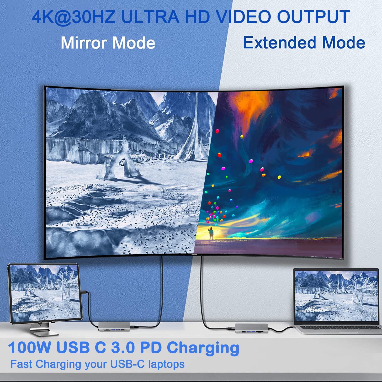 USB-C Hub with M.2 NVMe/SATA SSD Enclosure, 8 in 1 USB C Hub Adapter Fits PCIe 3.0 NVMe M.2 SSD,2.5-inch SATA HDD with 4K HDMI,10Gbps USB-C 3.1&USB 3.1,USB 2.0,SD/Micro SD,100W PD Compatible with XPS
