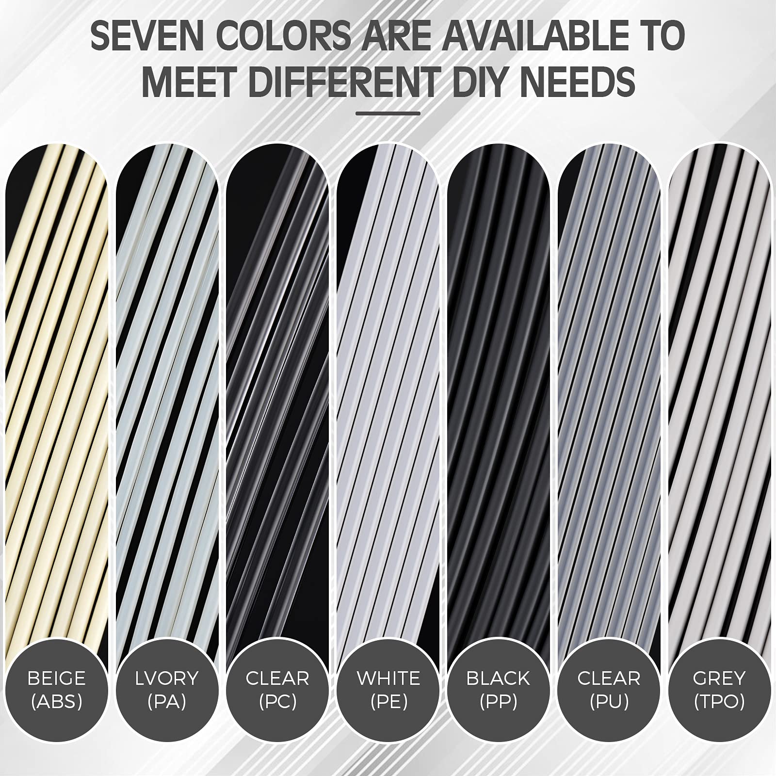 Saintrygo 78 Pieces Plastic Welding Rods, PU PP ABS PE TPO PA PC 7 Types of Plastic Welding Repair Rods Strips Common Plastic Welding Rods Kit for Car Bumpers Daily Plastic Repair, 7.9 Inch