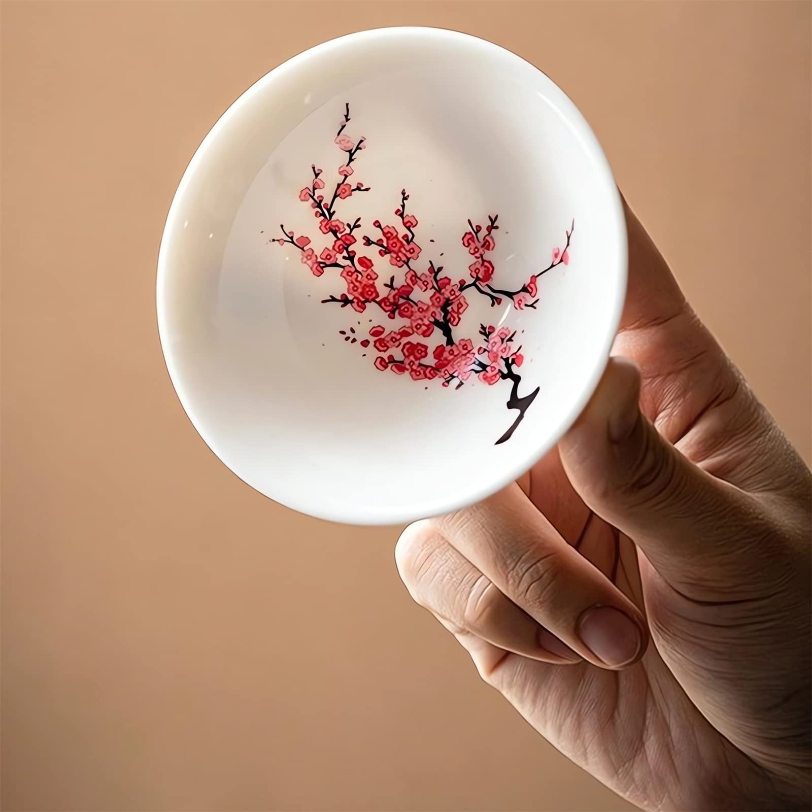 Magic Sakura Cherry Blossom Sake Cup - 2023 New Ceramic Sake Cold/Hot Temperature Color Changing Cup Glasses, Japanese Tea Wine Soju Sake Cup Glasses Set, Magical Blooming Sake Cups (Sakura- Cold&Hot)