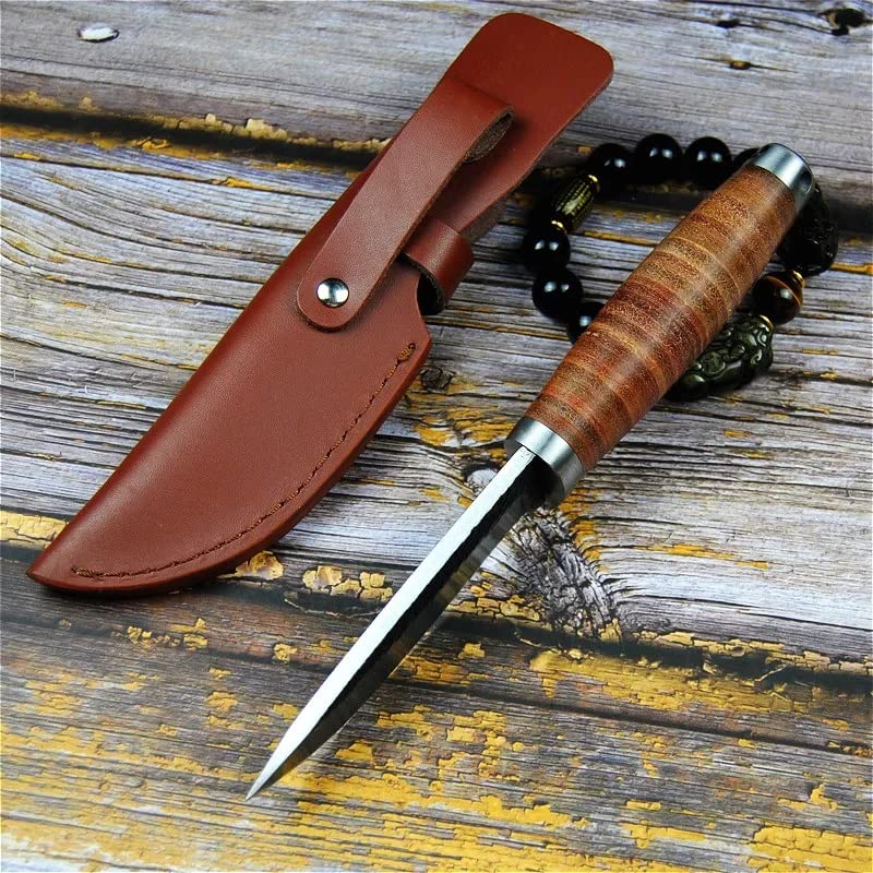PSK200 - Custom Handmade Camping Knife With Leather Handle & Sheath | Survival Knife