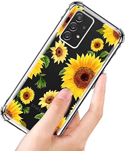 YJROP (3-Pack) for Samsung Galaxy A53 5G Case, Soft Clear TPU [Scratch-Resistant] Drop Silicone Bumper Protection Shockproof Phone Case Cover for Samsung Galaxy A53 5G,Flower