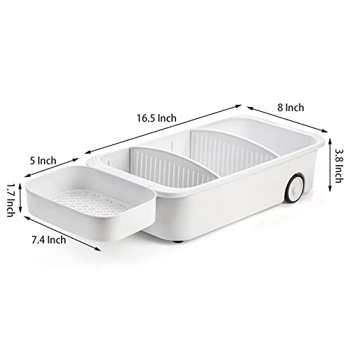 Nicunom Pull Out Under Sink Organizer with Wheels, Roll Out Cleaning Caddy Adjustable Cleaning Supply Organizer for Kitchen Bathroom Pantry Cabinet Laundry Room