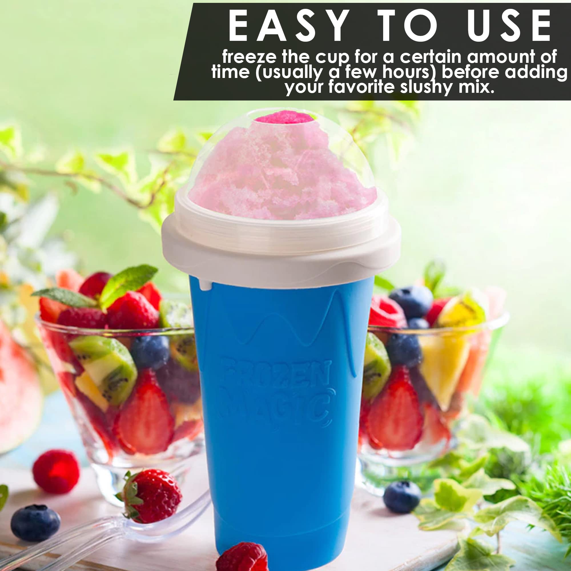 Magic Slushy Cup Maker Slushy Maker Cup, DIY Slushy Cup, Double Layer Squeeze Cup with Spoon-sip Straw