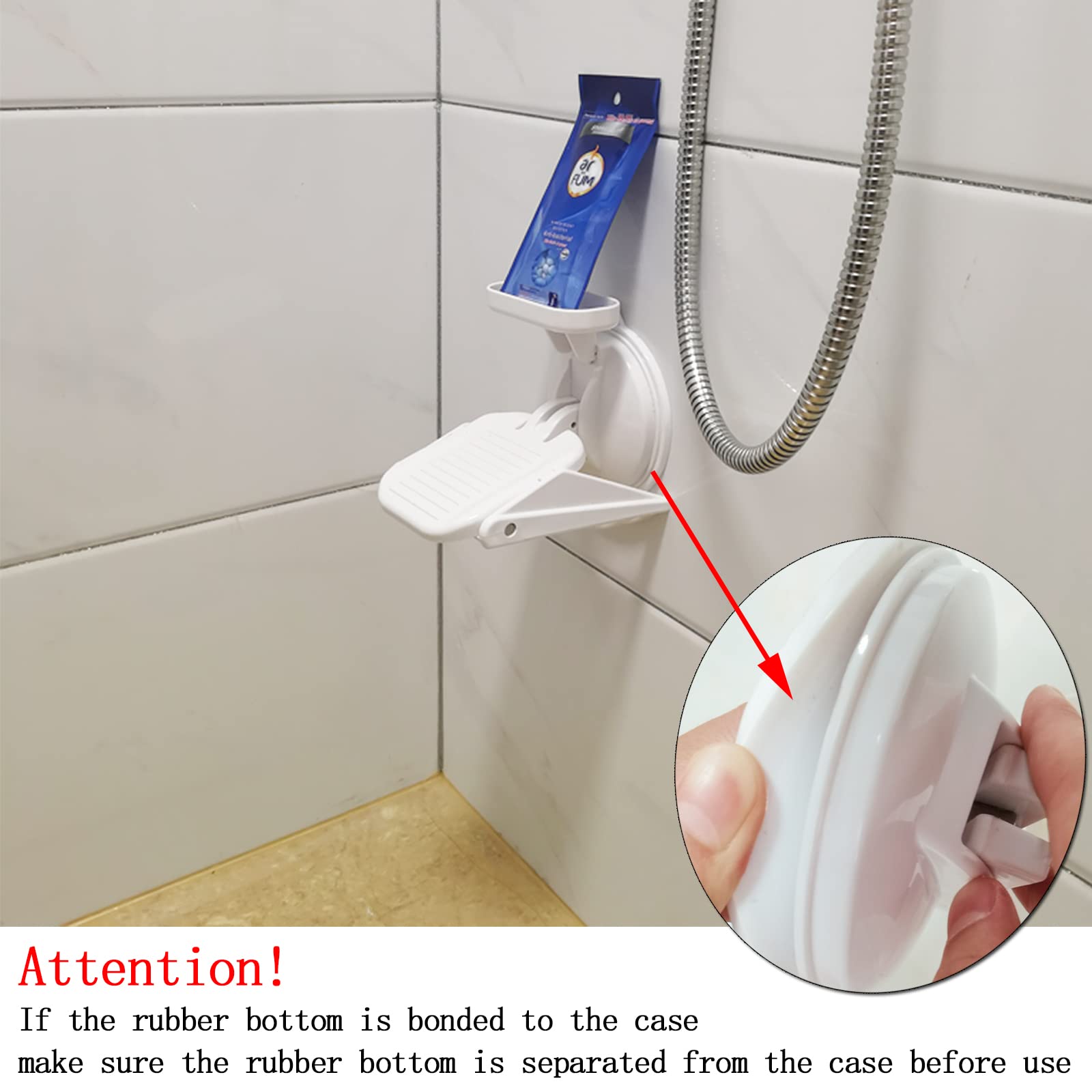 Shower Foot Rest,Shower Foot Rest for Shaving Legs Upgrade Attach Soap Dish Can Folding Portable Foot Rest Replace Shower Stools