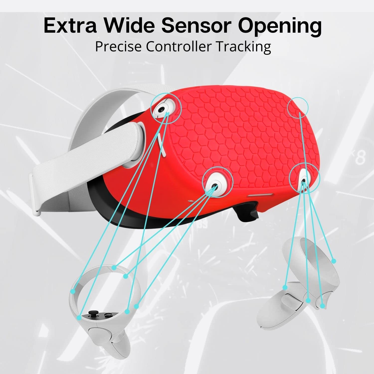 TNP VR Cover for Oculus Quest 2 Cover - Red Silicone VR Cover for Oculus Quest 2 Protective Cover - Anti Scratch Dust Bump Oculus Protective Cover