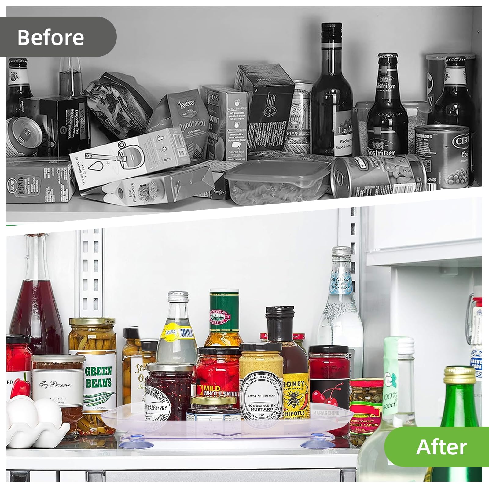 Lazy Susan for refrigerato Lazy Susans Acrylic Refrigerator Organizer, Clear Organizer, Rotating Organizer for Cabinet, Table, Pantry, Kitchen, countertop