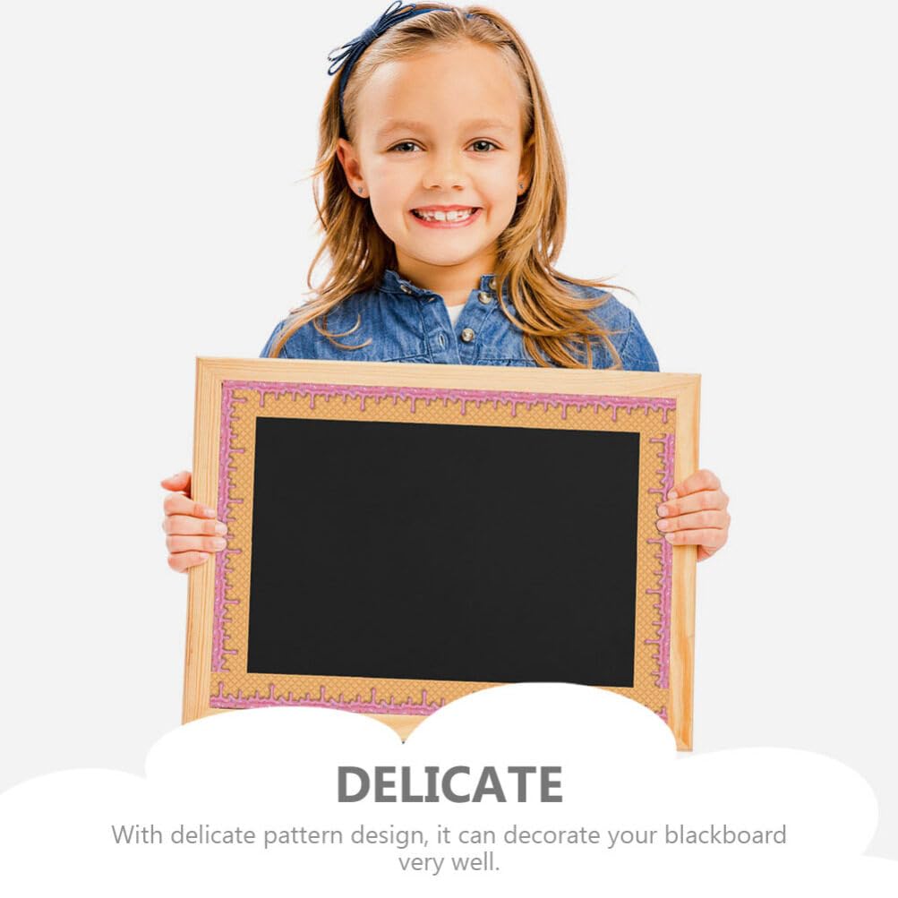 MAGICLULU 1 Roll Ice Cream Border Sticker Bulletin Board Decor Cream Decor Appliques Embellishments Ice Cream Border Paper Ice Cream Bulletin Trim Blackboard Border Sticker Desk Decorations