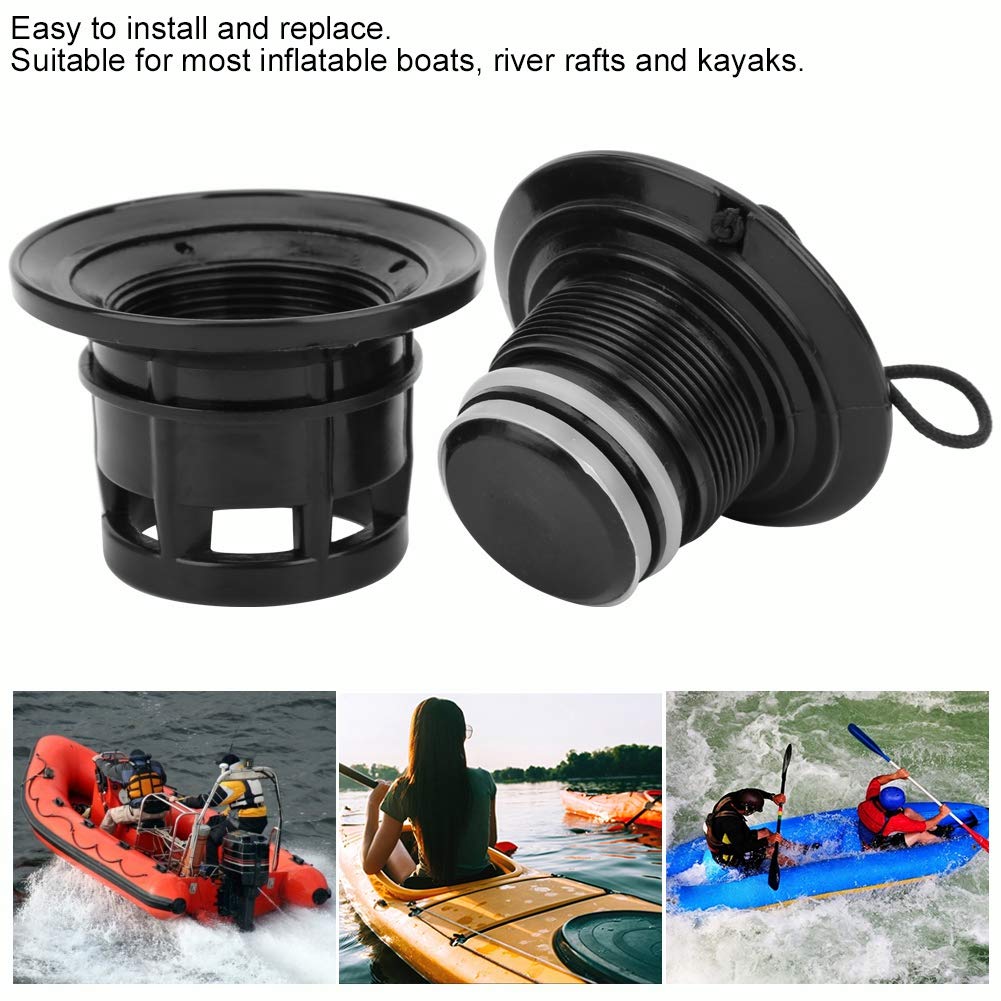 OUKENS Boat Air Valve, PVC Double Seal Anti-Leakage Secure Air Valve Cap Spiral Air Plugs Replacement for Inflatable Boat Raft Paddle Surfboard Airbed Dinghy