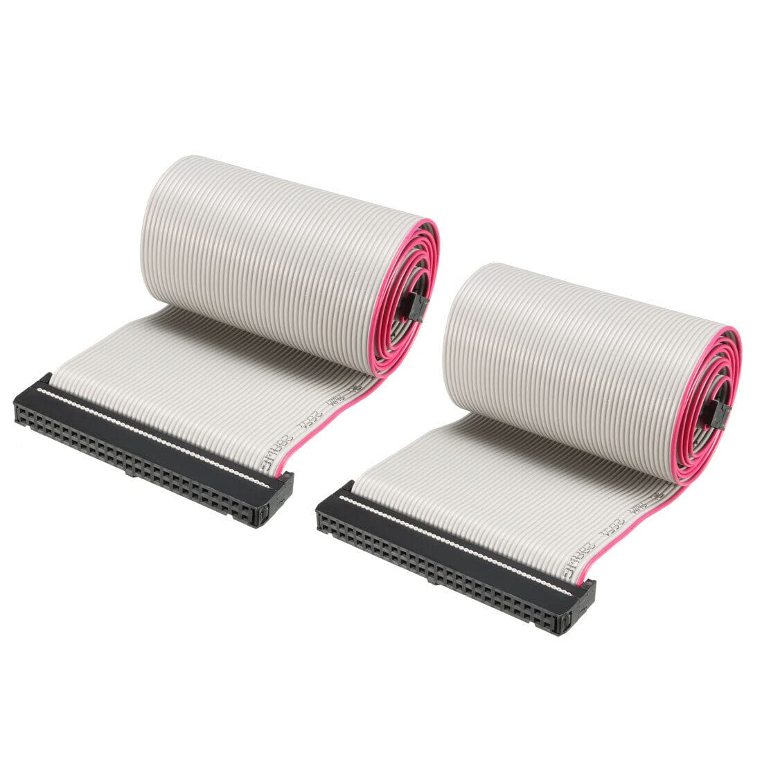 Tool parts IDC Gray Wire Flat Ribbon Cable 50 Pins 128cm Length 2.54mm Pitch 2pcs Type-C