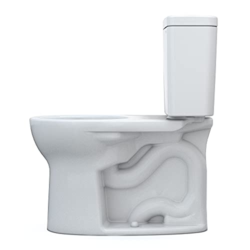 TOTO Drake Two-Piece Round 1.6 GPF Universal Height TORNADO FLUSH Toilet with CEFIONTECT, Cotton White - CST775CSFG#01