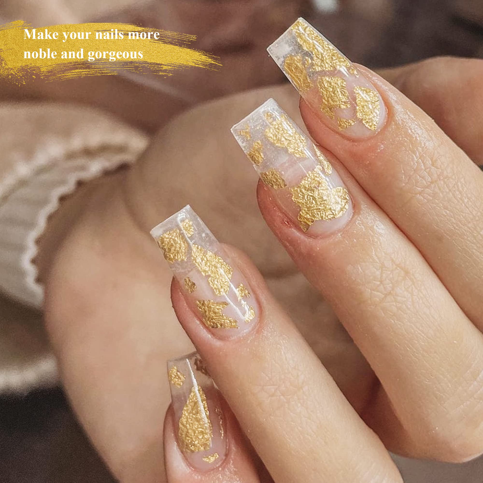 KINNO 1.7" Edible Gold Leaf Sheets,24K Gold Foil for Cake Baking, Skincare, Craft, Food Decoration