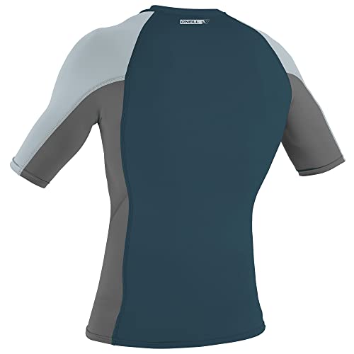 O'Neill Wetsuits Men's Standard Premium Skins Short Sleeve Rash Guard, Cadet Blue/Graphite/Cool Grey, Medium