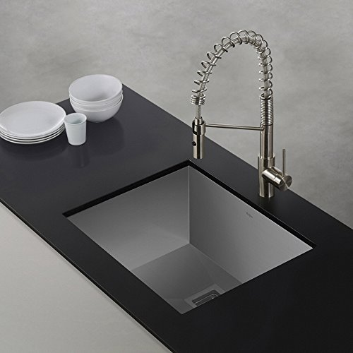 KRAUS Pax 22 1/2-inch 16 Gauge Undermount Single Bowl Stainless Steel Kitchen Sink, KHU23, Satin