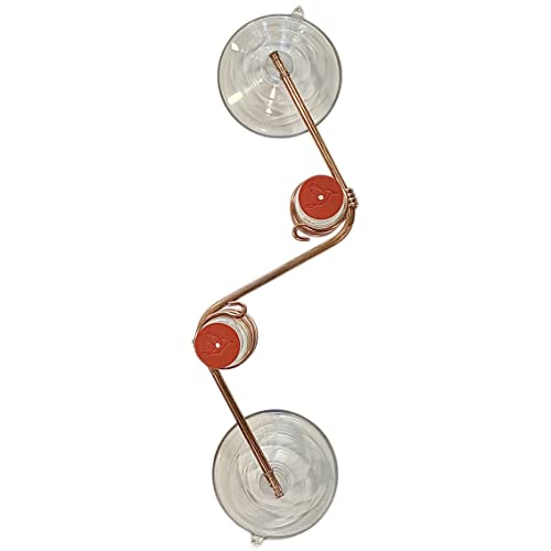 SWEET FEEDERS Geometric Window Hummingbird Feeder | Copper and Aluminum | Multiple Stations | Modern Hummingbird Feeder | Handcrafted | Home Décor | Glass Bottles | Suction Cups (Copper)