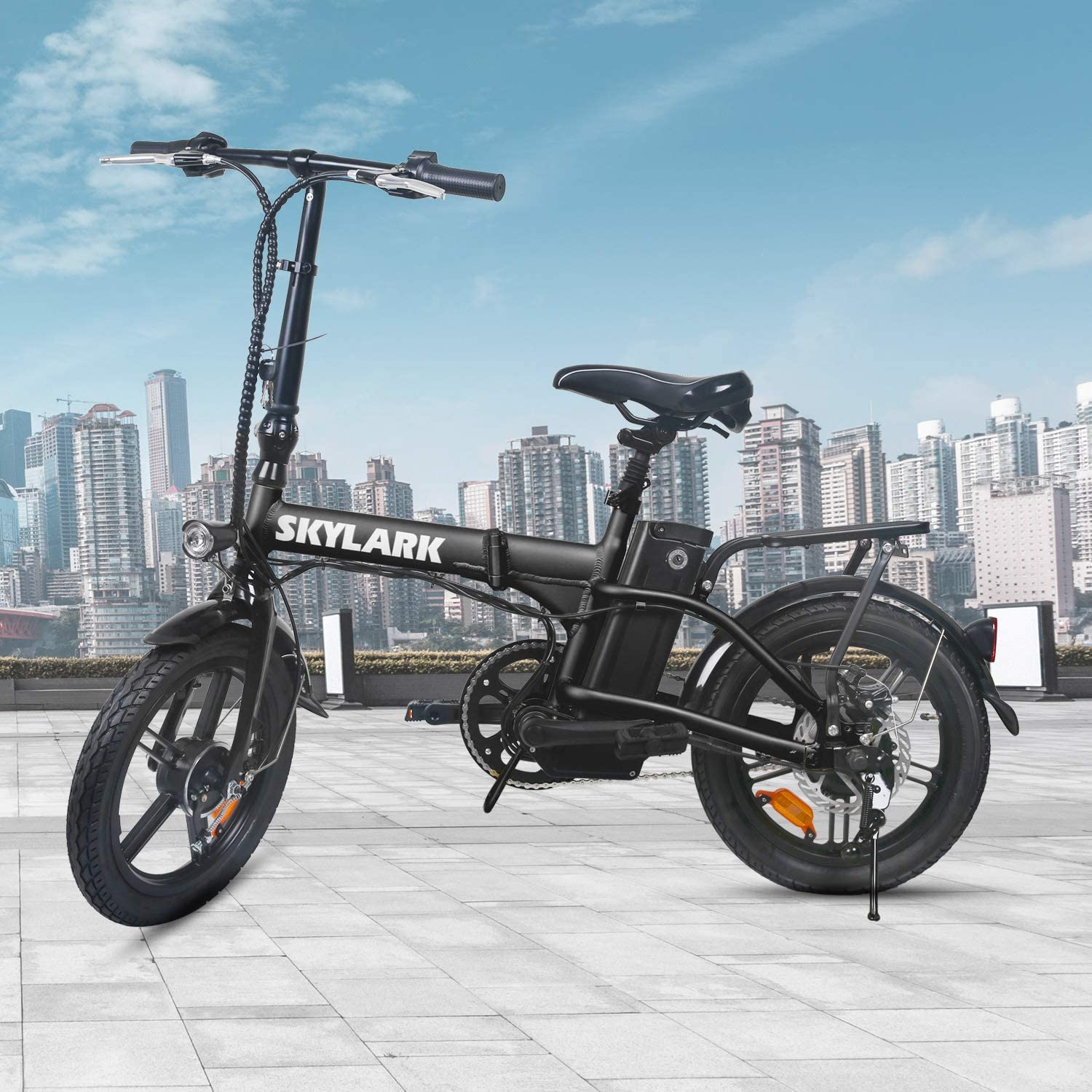 NAKTO 16" Electric Bicycle,Foldable Electric Bikes with Removable 36V10AH Lithium Battery, 350W Motor City EBike for Adults (Black)