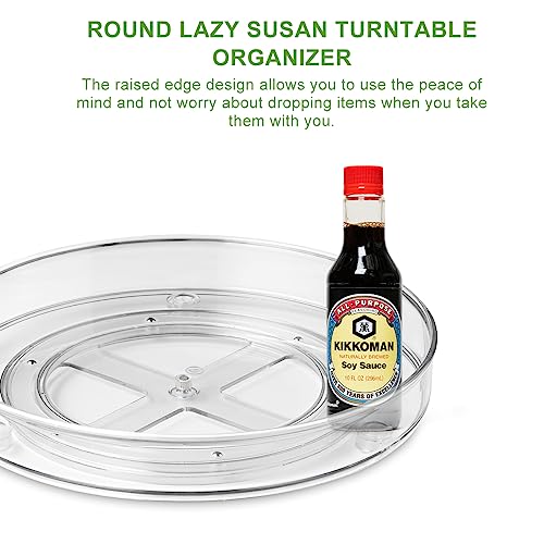 Lazy Susan Turntable Organizer, 2 Tier Clear Lazy Susan Cabinet Organizer for Kitchen, Pantry, Bathroom, Table, Fridge, Cupboards, Counter Organizing,10.6" Round (2 Tier Clear)