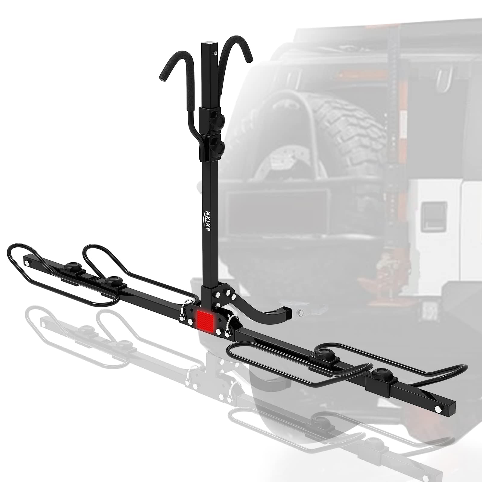 MKING Bike Rack,Platform Style Bike Rack, Foldable Bicycle Car Racks Smart Tilting Wobble, Adjustable Bicycle Carrier Rack Suitable for Trailer, SUV, RV, Sedan