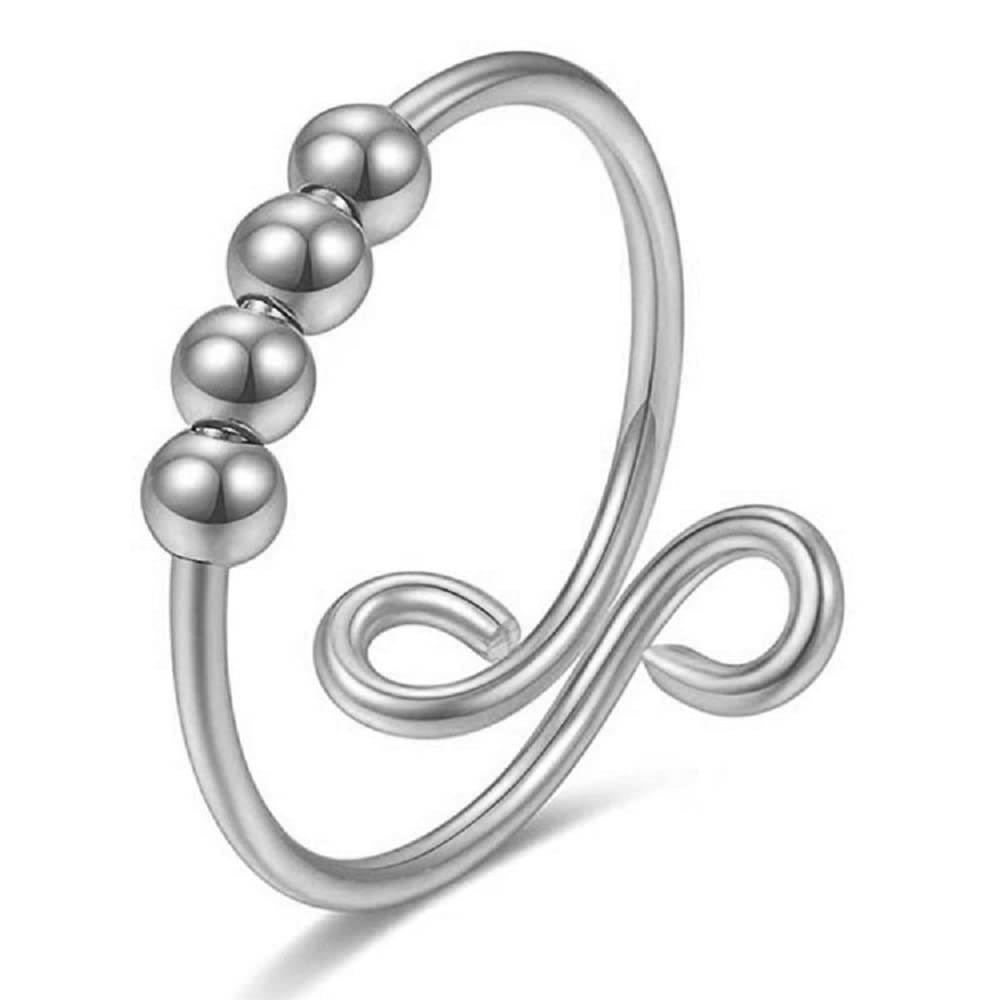 Nobrand COLORFULBLING Anti Anxiety Ring Women's Ring Electroplating 14k Pure Gold Movable Beads Relax The Spirit, Relieve Pressure, Decorate The Hand Decoration Exquisite Ring