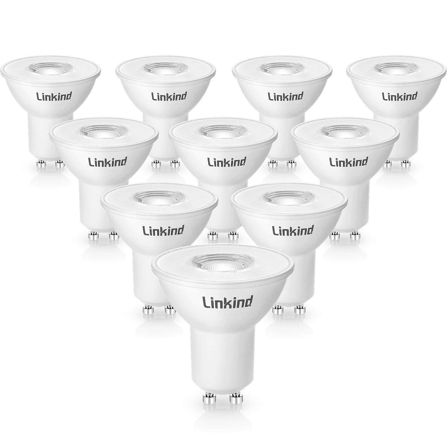 Linkind GU10 LED Bulbs, MR16 GU10 LED Bulbs Dimmable, 50W Equivalent, 530LM 3000k Soft White Track Light Bulbs, 40° Spot Light Track Light Recessed Light Spotlight, UL Listed, 5 Packs