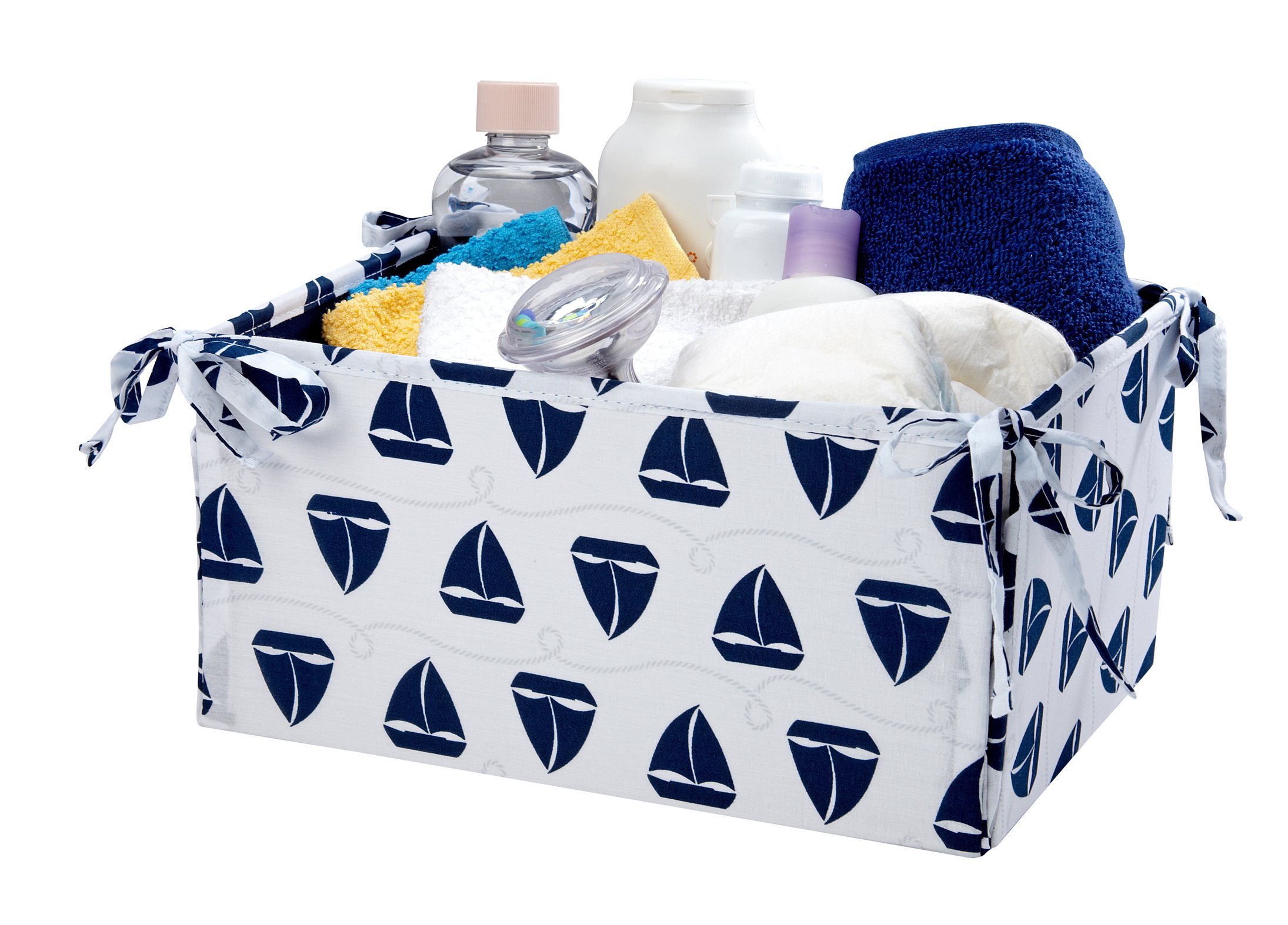 Nautica Kids Separates Sailboats/Rope Print Nursery Storage, Navy/White