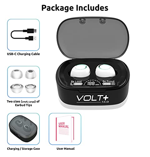 VOLT+ Plus TECH Wireless V5.1 PRO Earbuds Compatible with Honor Magic Vs IPX3 Bluetooth Touch Waterproof/Sweatproof/Noise Reduction with Mic (White)
