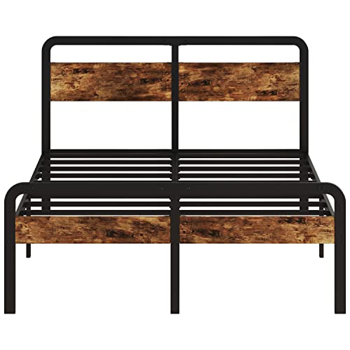 Upcanso Queen Bed Frame with Wood Headboard and Footboard, Platform Bed Frame Queen Size No Box Spring Needed with Heavy Duty Slats, Easy Assembly