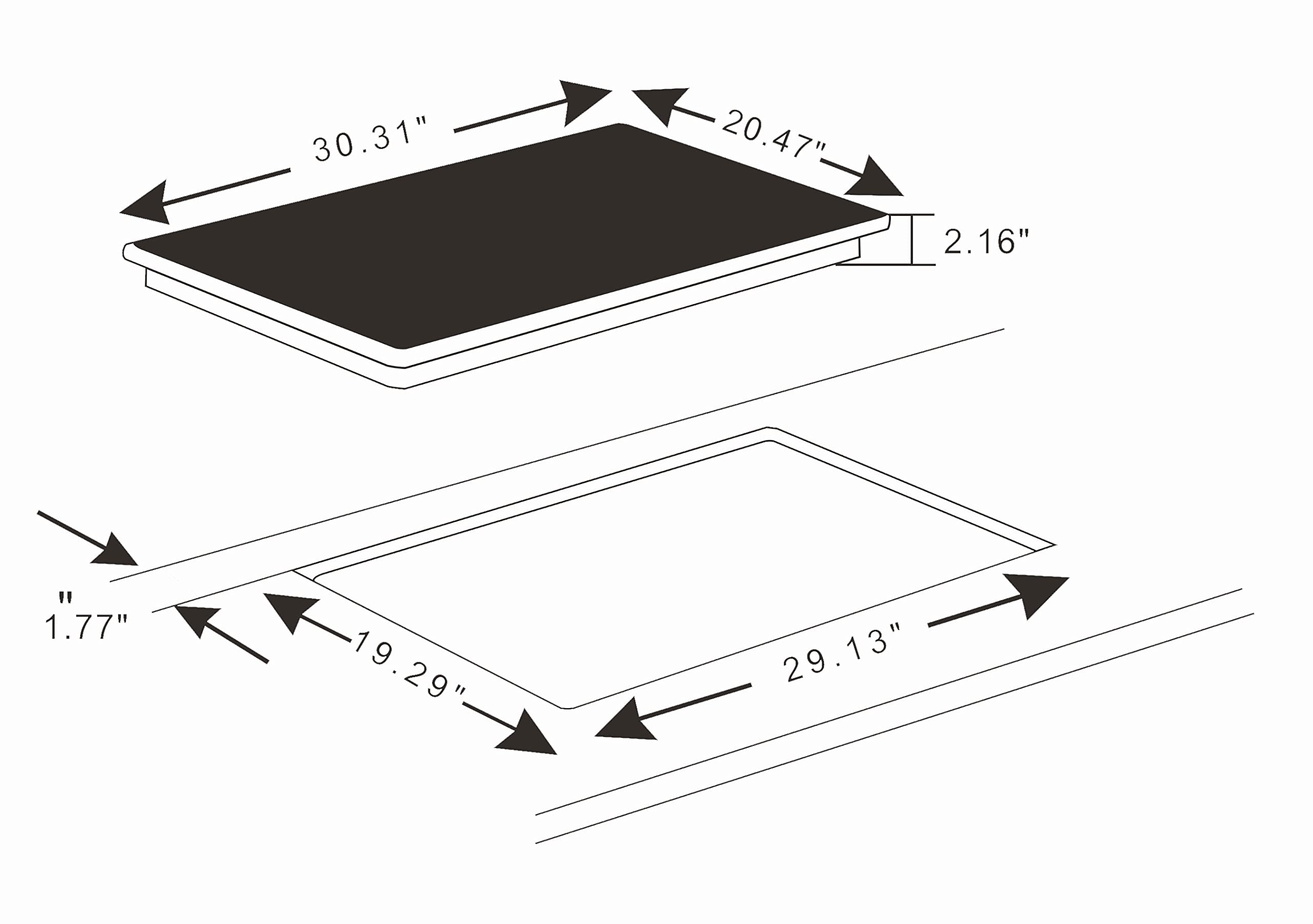 K&H 4 Burner 30 Inch Built-in Electric Stove Top Radiant Ceramic Cooktop Touch Control 240V 8000W CE304-8007