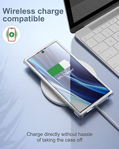 SURITCH for Samsung Galaxy S22 Ultra Clear Case 6.8" (Only), [Built-in Screen Protector] Full Body Protective Hard Shell+Soft TPU Phone Case for Samsung S22 Ultra -(Full Clear)