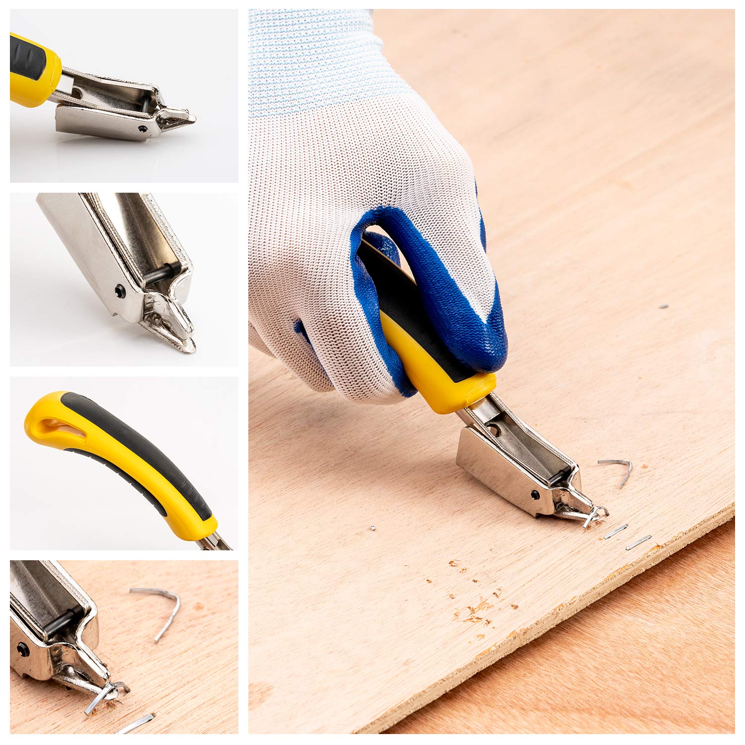 Upholstery 4 in 1 Staple Gun Heavy Duty, with 6000 Staples, Remover, Gloves, Manual Brad Nailer Power Adjustment Stapler Gun for Wood, Upholstery, Carpentry, Decoration DIY Staple Gun…