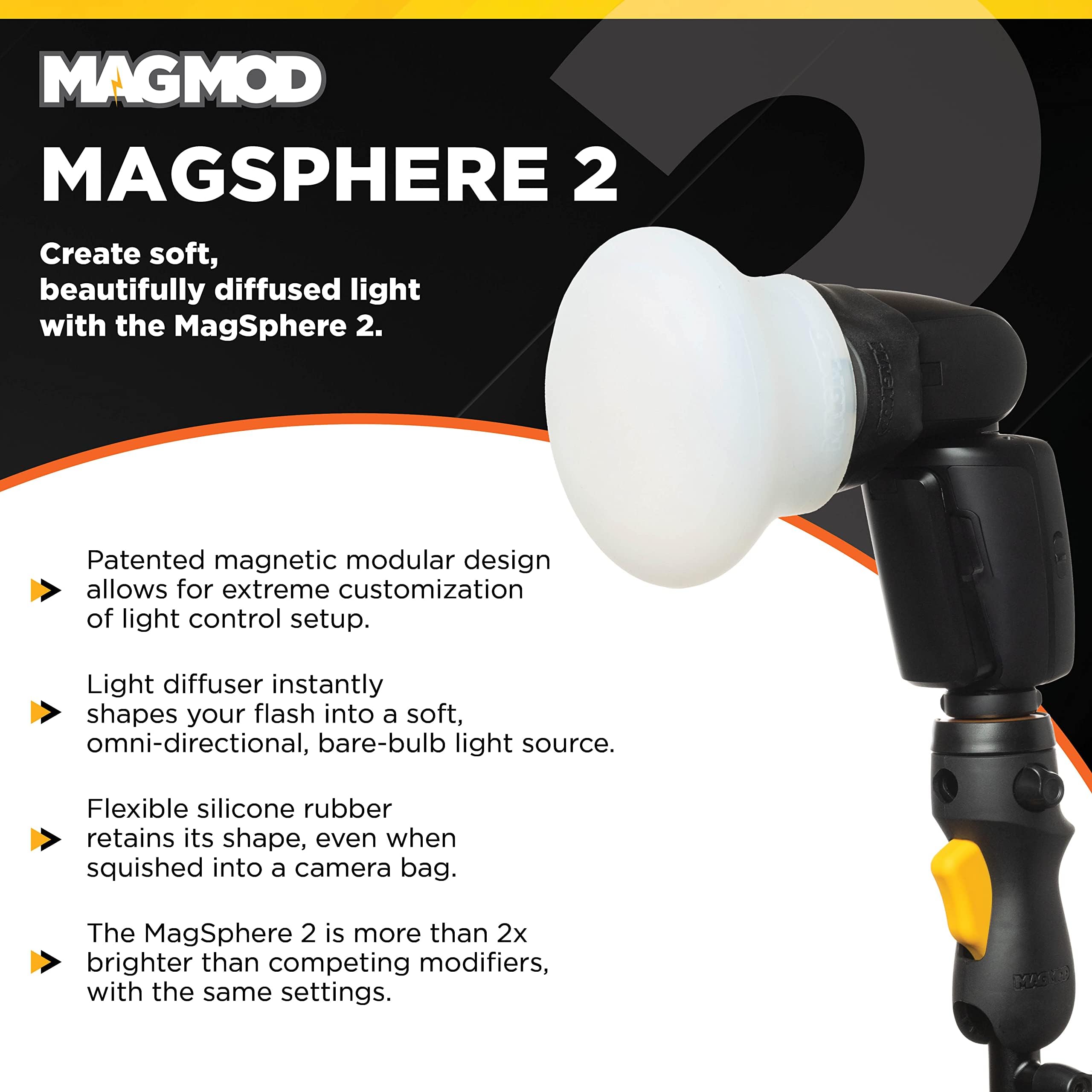 MagMod MagSphere 2 and MagGrip 2 | Camera Speedlight Flash Diffuser Bundle | Modular Camera Lighting Set | Magnetic Flash Diffuser | Photography Lighting Flash Modifier