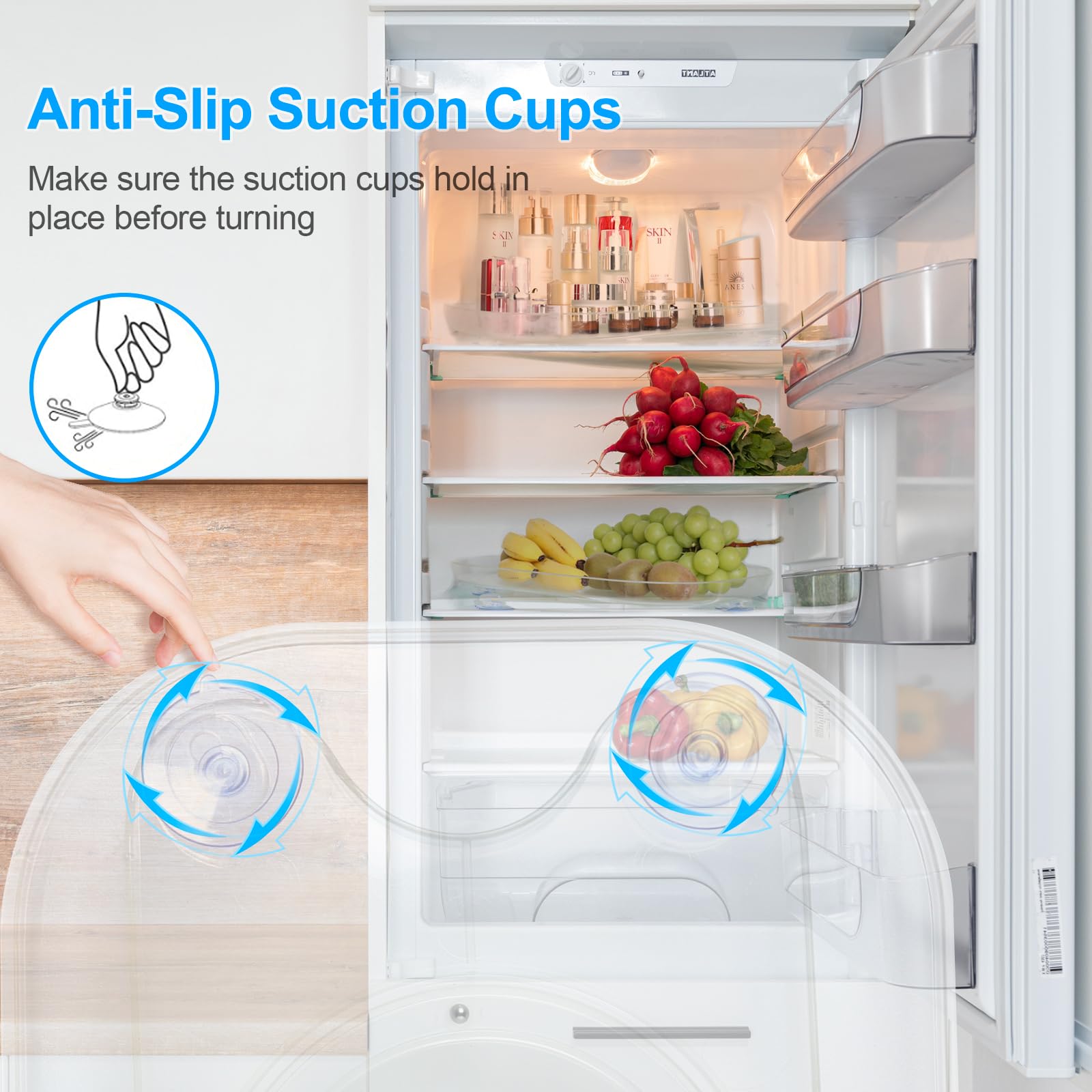 Lazy Susan Turntable Organizer for Refrigerator,Lazy Susan for Fridge 15.67'' Clear Fridge Organizer Storage,Lazy Susan for Pantry, Cabinet, Table,Kitchen, Countertop